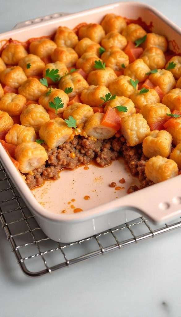 Hamburger Tater Tots Casserole Recipe Easy & Comforting