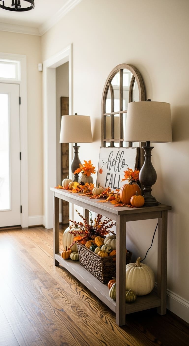 20 Fall Entry Table Decor Ideas To Create A Cozy Entryway