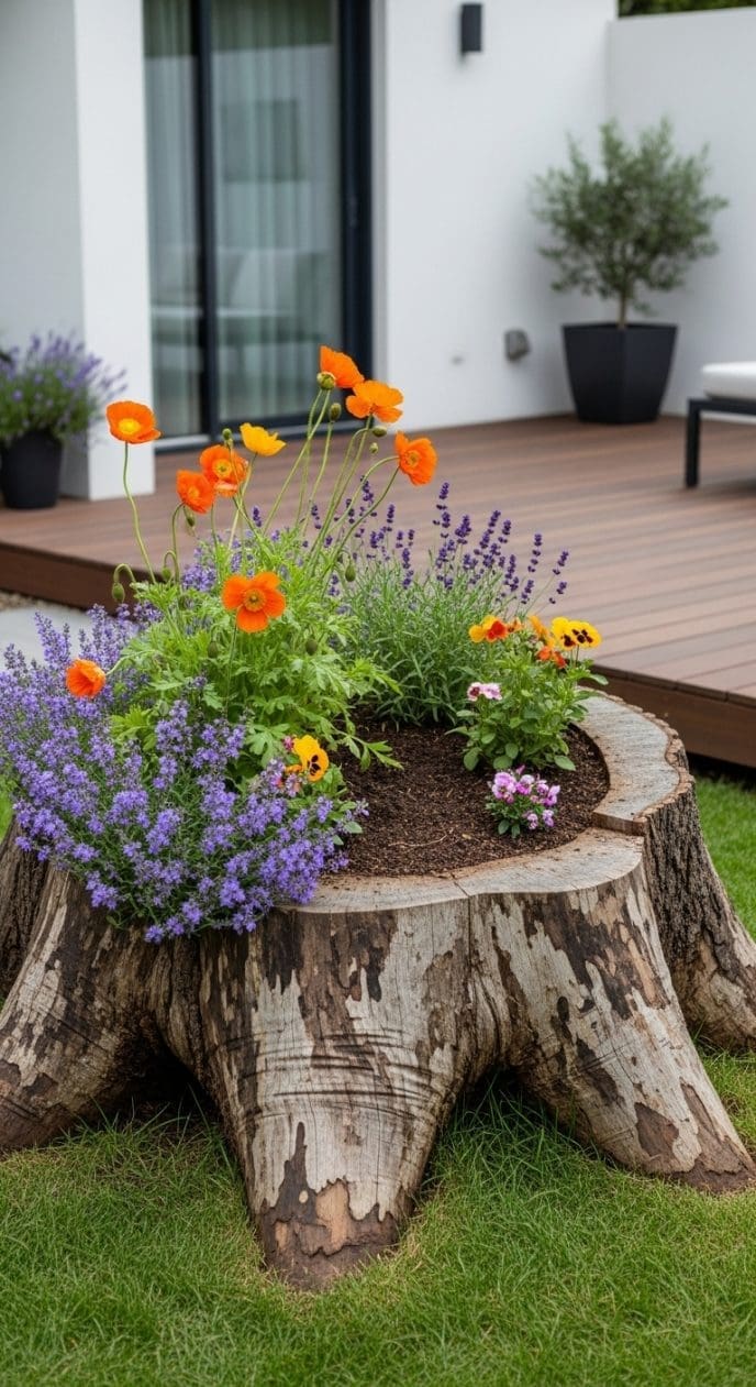 20 Easy Tree Stump Decor Ideas You Can DIY