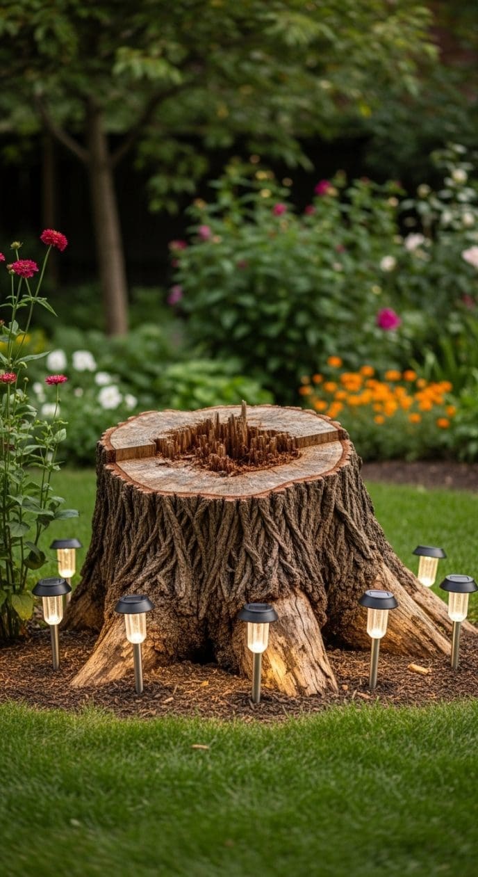 20 Easy Tree Stump Decor Ideas You Can DIY