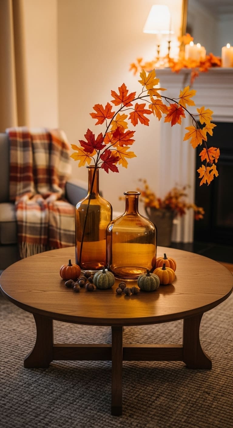 20 Cozy Round Coffee Table Fall Decor Ideas