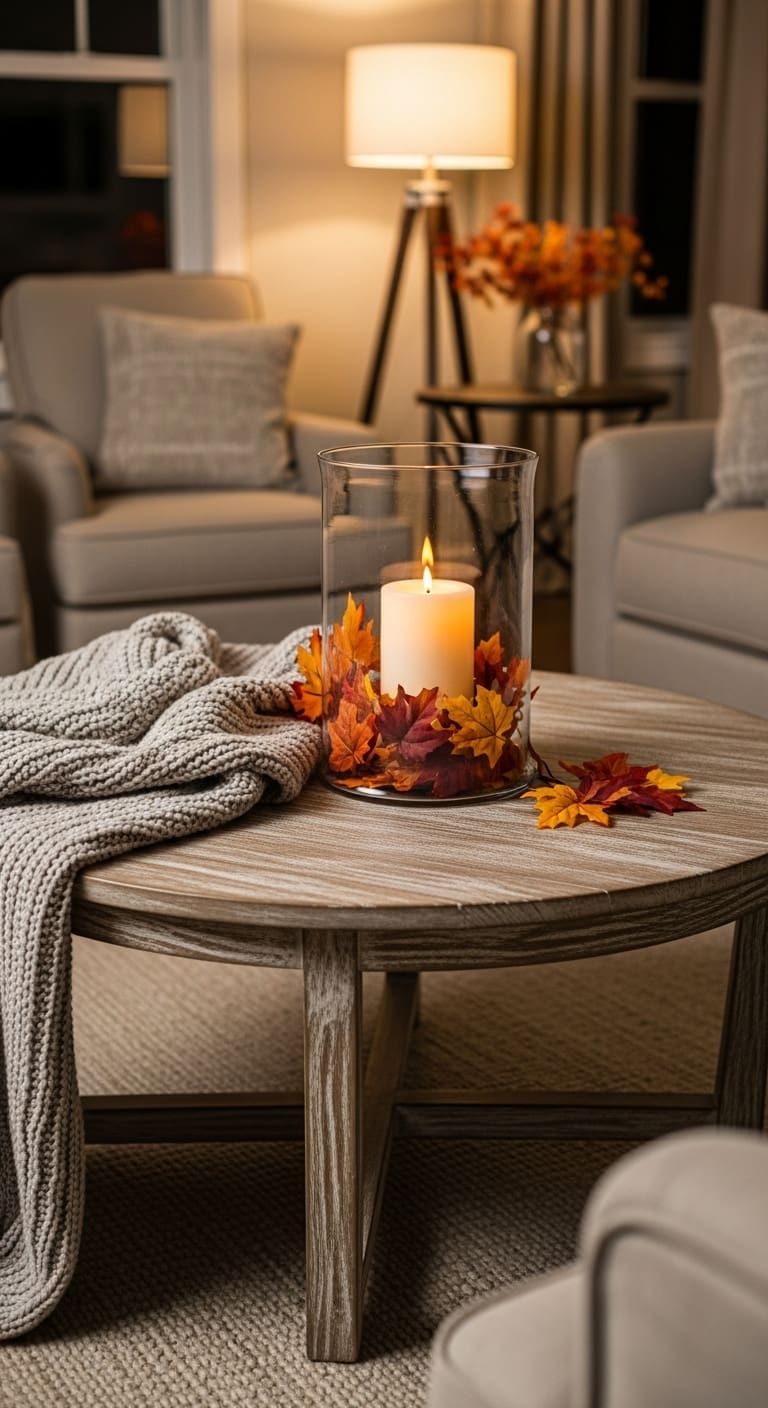 20 Cozy Round Coffee Table Fall Decor Ideas