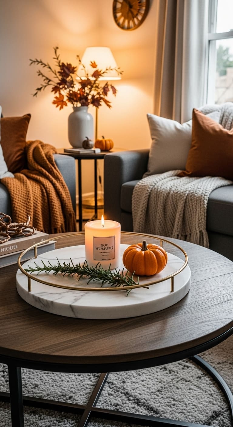 20 Cozy Round Coffee Table Fall Decor Ideas