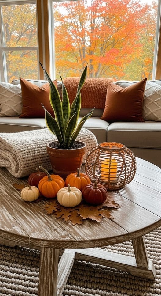 20 Cozy Round Coffee Table Fall Decor Ideas