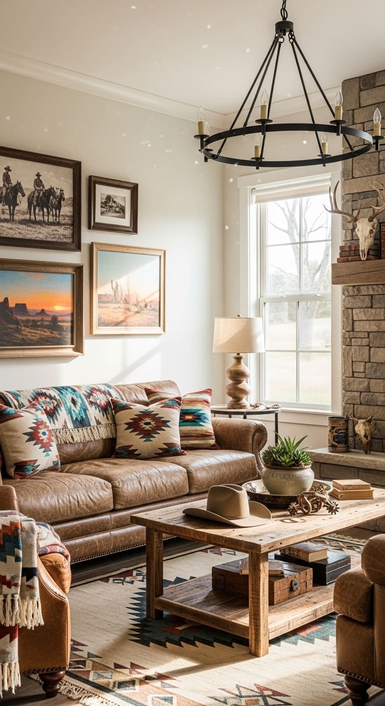 23 Cozy & Rustic Western Farmhouse Living Room Ideas