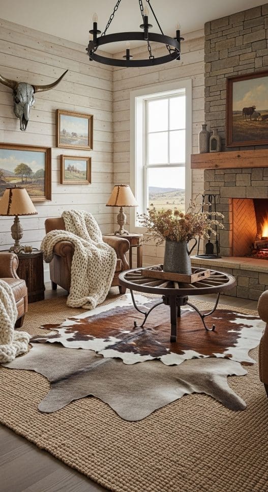 23 Cozy & Rustic Western Farmhouse Living Room Ideas