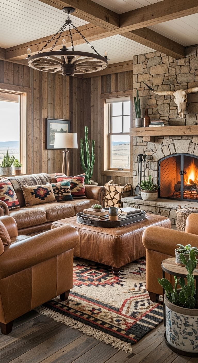 23 Cozy & Rustic Western Farmhouse Living Room Ideas