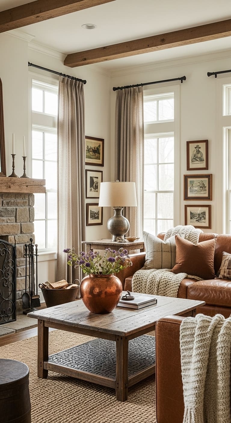 23 Cozy & Rustic Western Farmhouse Living Room Ideas