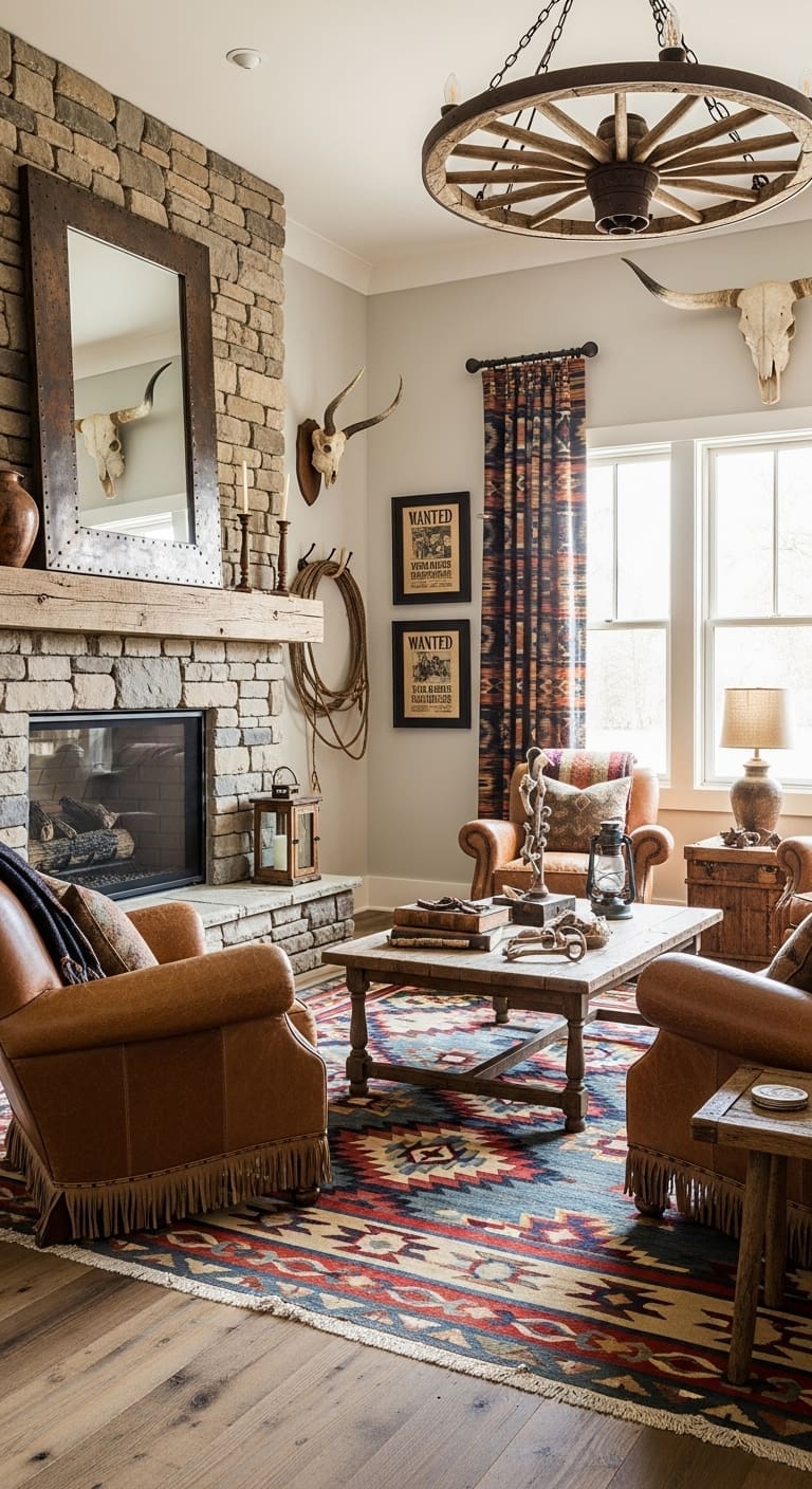 23 Cozy & Rustic Western Farmhouse Living Room Ideas