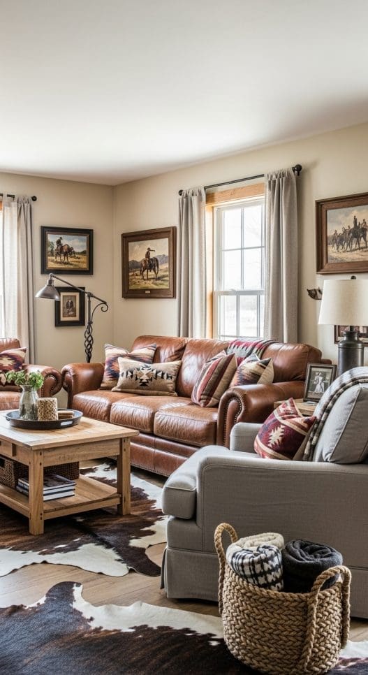23 Cozy & Rustic Western Farmhouse Living Room Ideas