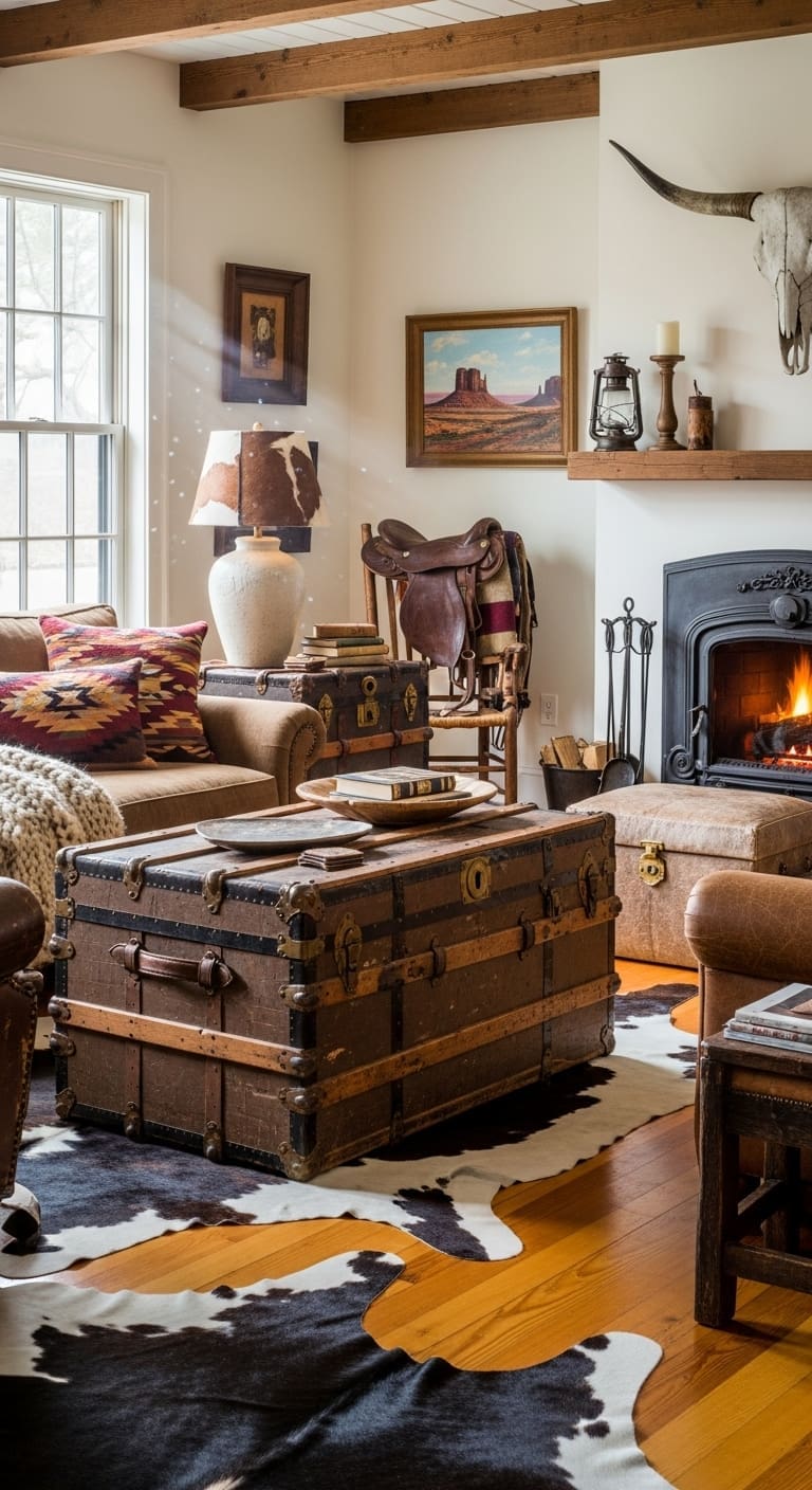 23 Cozy & Rustic Western Farmhouse Living Room Ideas