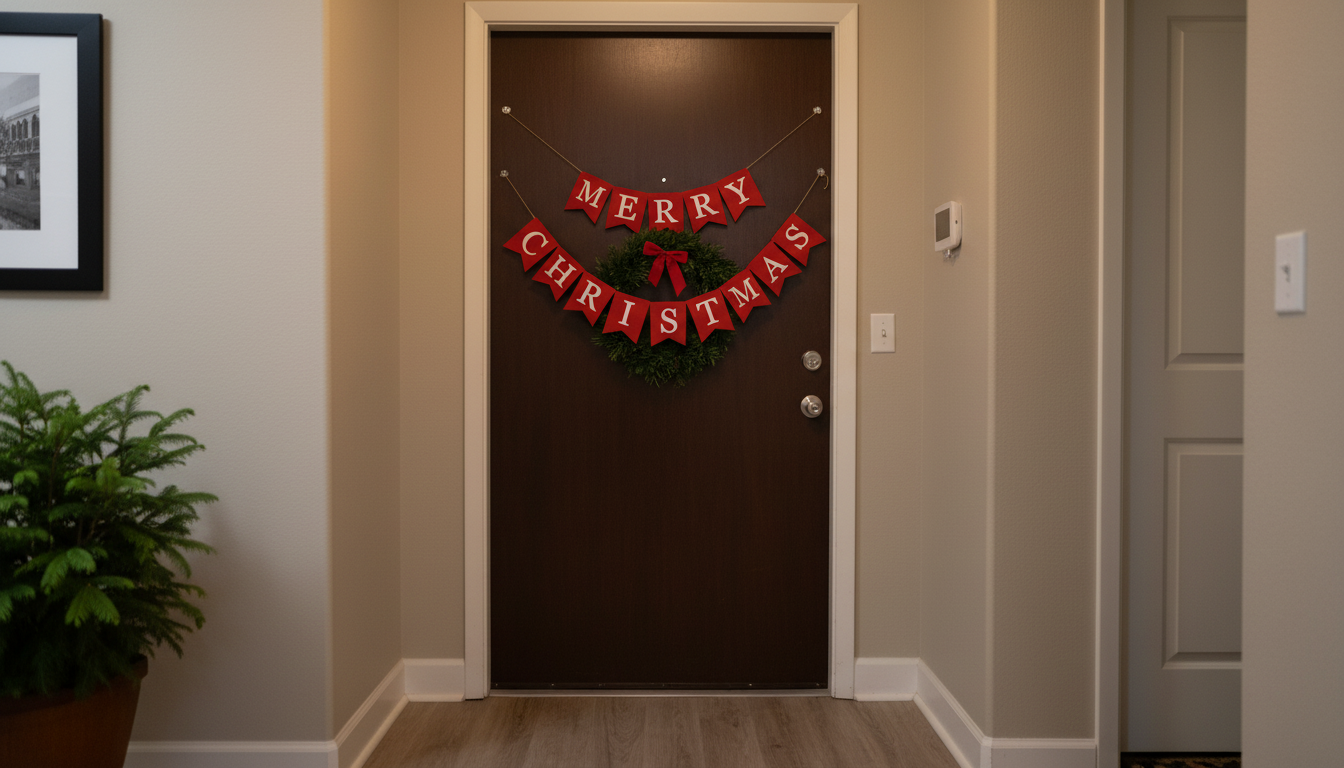20 Easy Apartment Front Door Christmas Decorations - Oh Curiosity