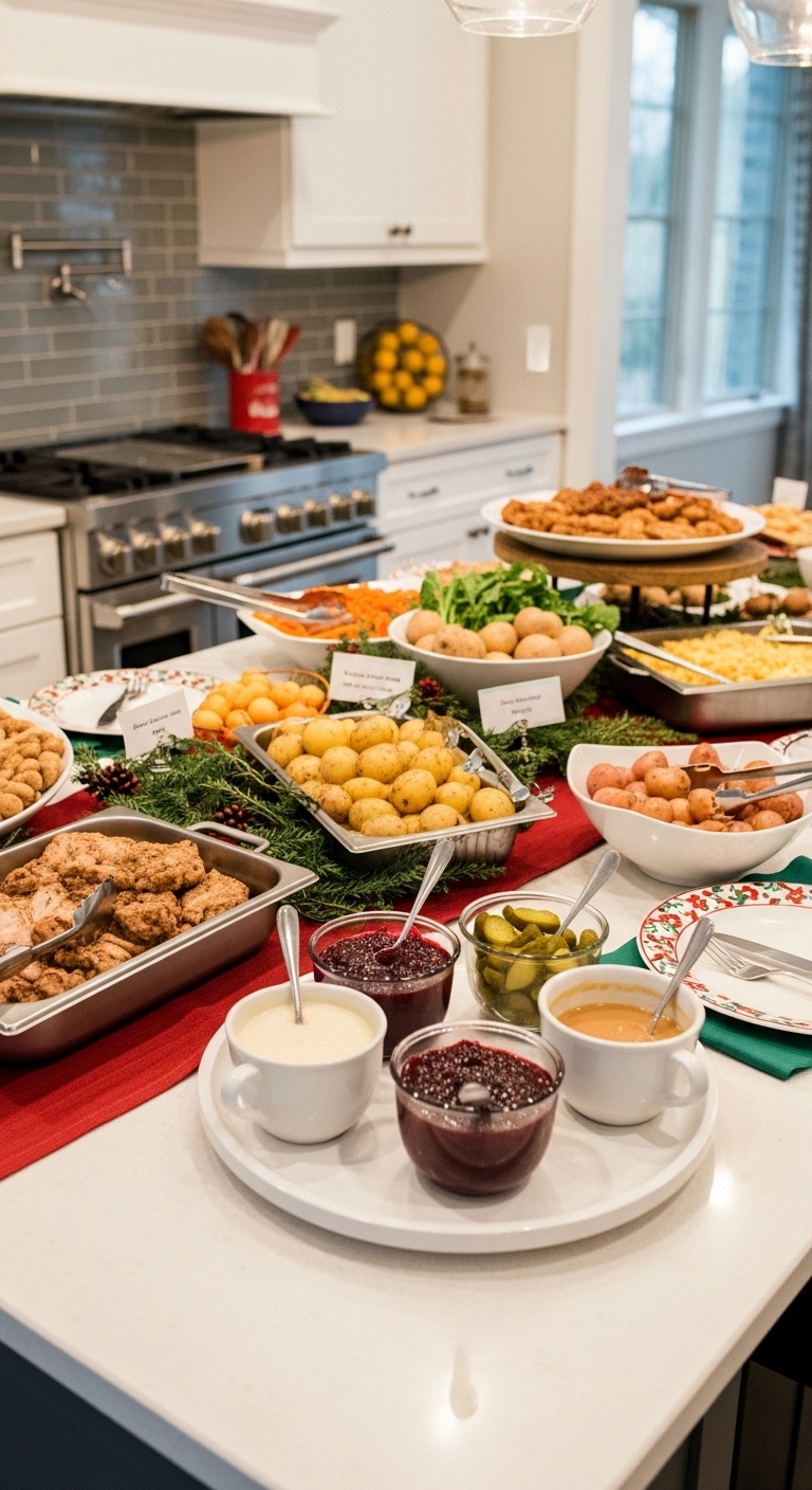 25 Organized Christmas Buffet On A Kitchen Island